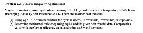 Solved Problem 2 3 Clausius Inequality Applications A