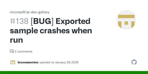 Bug Exported Sample Crashes When Run · Issue 138 · Microsoftai Dev