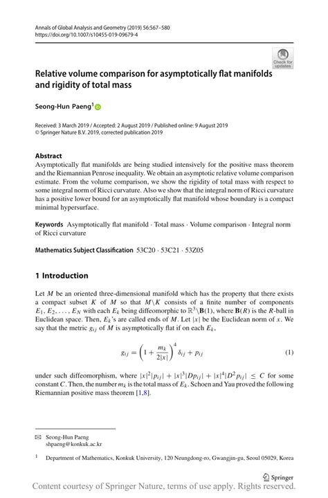Relative Volume Comparison For Asymptotically Flat Manifolds And