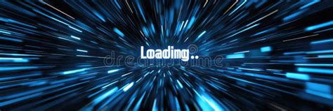 Loading Word On Black Digital Tech Background Blue Lines On Monitor