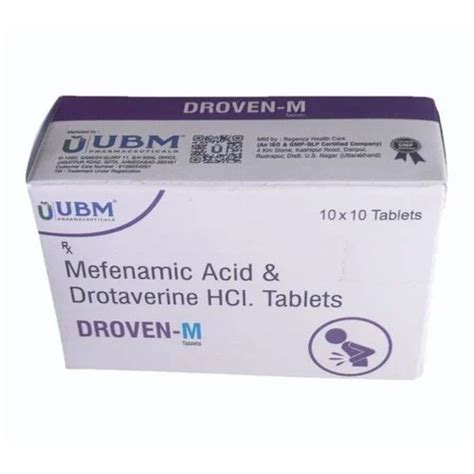 Droven M Drotaverine Hydrochloride Mefenamic Acid Tablet 250 Mg At