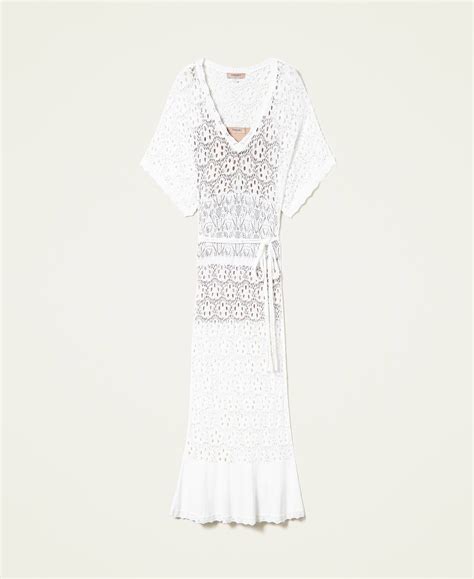 Vestido Largo Perforado De Flores Mujer Beige Twinset Milano