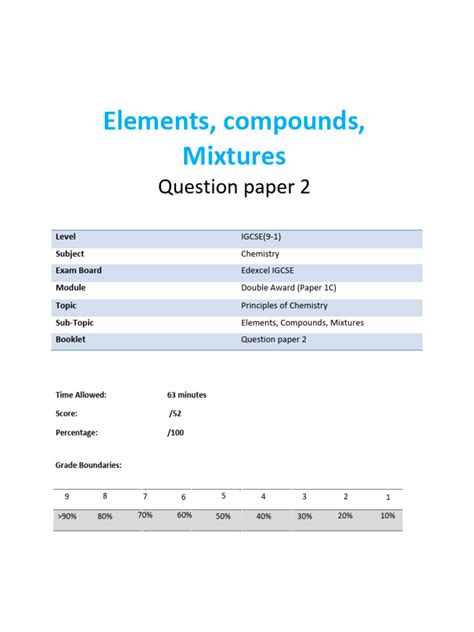 2 2 Elements Compounds Mixtures 1c Qp Part 2 Pdf