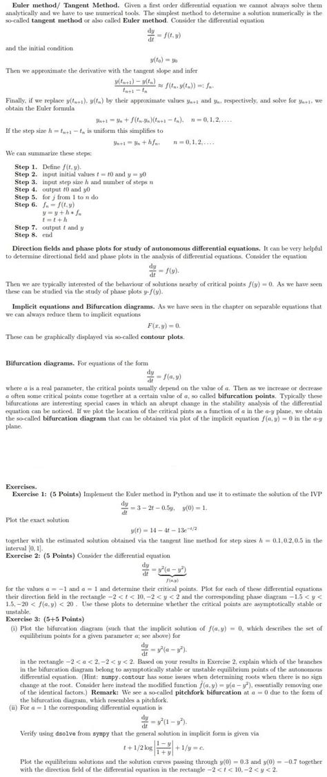 Solved Euler Method Tangent Method Given A First Order