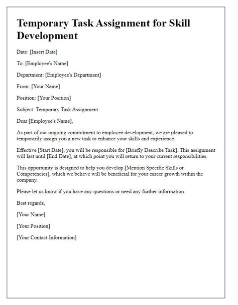 Letter Template For Temporary Task Assignment Free Samples In Pdf