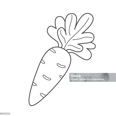 Стокова ілюстрація Дитяча Розмальовка З Морквиною Овочева Розмальовка Векторна Чорнобіла