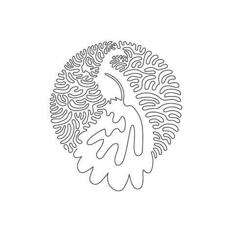 Premium Vector Continuous Curve Line Drawing Of Adorable Big Peacock Tail Abstract Art In A Circle