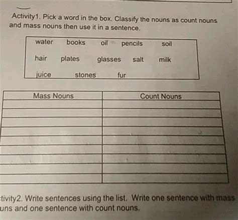 Activity Pick A Word In The Box Classify The Studyx
