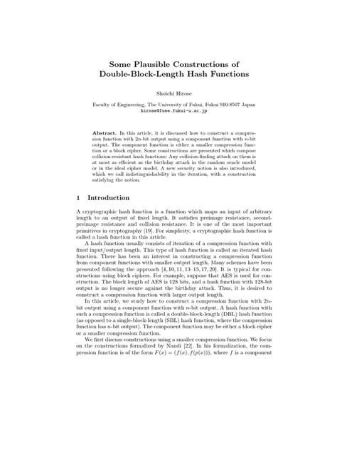 Some Plausible Constructions Of Double Block Length Hash Functions