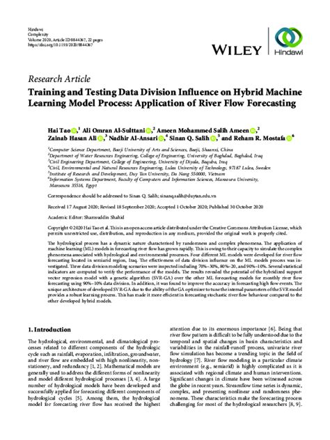 Pdf Training And Testing Data Division Influence On Hybrid Machine Learning Model Process