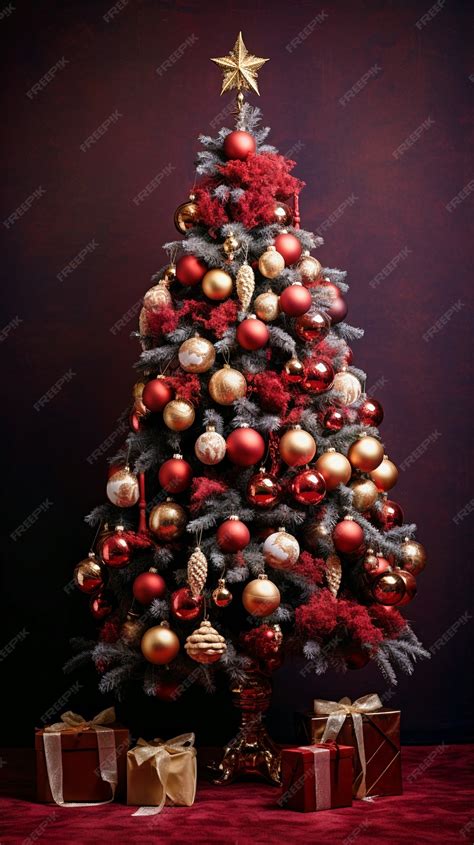 아름답게 장식된 크리스마스 트리의 전망 Ai 생성 이미지