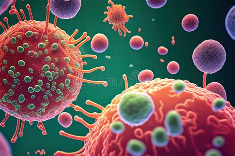 Macro Image Of Different Pathogens Virus Bacteria Microbes AI Generated Stock Illustration