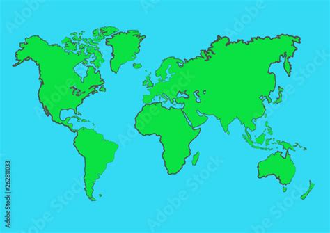 Fototapeta Detailed Maps Of The Earth S World Map Continents Vector