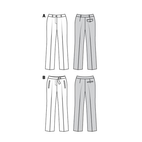 Burda 6157 Misses Trousers Or Pants With A Shaped Waistband Straight Leg