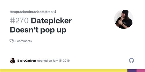 Datepicker Doesn T Pop Up Issue 270 Tempusdominus Bootstrap 4 GitHub