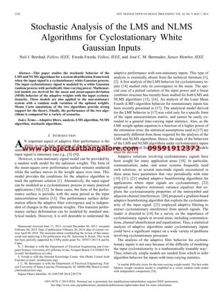 Stochastic Analysis Of The LMS And NLMS Algorithms For Cyclostationary