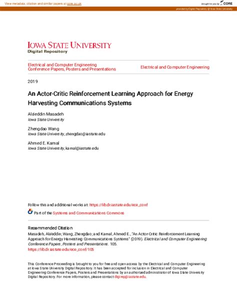 pdf an actor critic reinforcement learning approach for energy