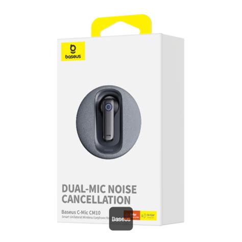 Baseus C Mic Cm10 Solar Charging Single Ear Wireless Earphone For Car Black Baseus