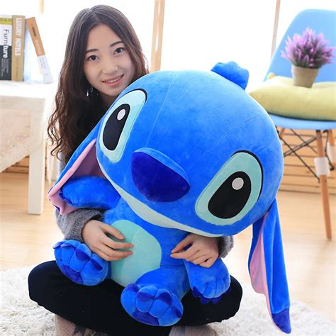 Big Size Disney Stitch Plush Toys Kawaii Soft Blue Pink Elf Disney