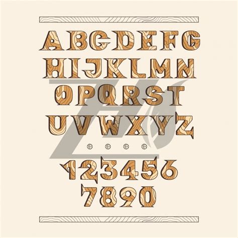 دانلود وکتور الفبای انگیسی و عدد طرح چوبی دانلود رایگان فایل لایه باز