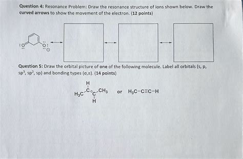 SOLVED Texts Help Question Resonance Problem Draw The Resonance Structure Of The Ions