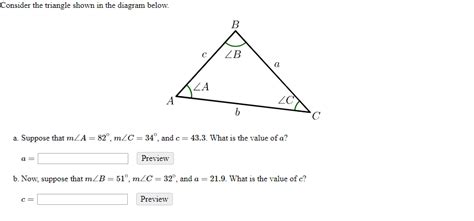 Solved Consider The Triangle Shown In The Diagram Below C