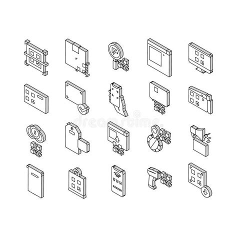 Qr Code Identification Collection Isometric Icons Set Vector Stock Vector Illustration Of Logo