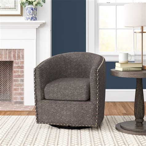 Swivel Barrel Chair With Nailhead Trim Foter