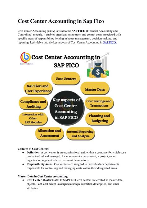 Cost Center Accounting In Sap Fico Sap Fico Coursepptx Pptx Business Accounting And Finance