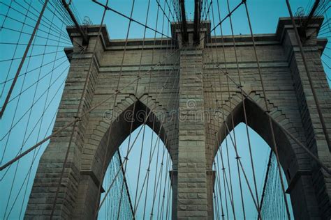 Architectural Details Of The Brooklyn Bridge Manhattan New York Stock