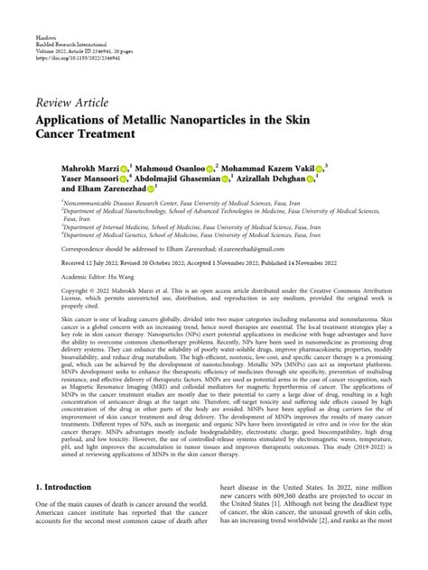 Applicationsofmetallicnanoparticlesintheskin Pdf Nanoparticle
