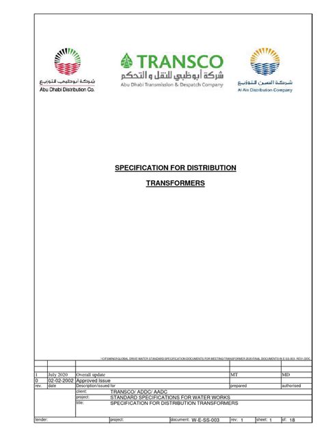 Specification For Distribution Transformers Pdf Transformer