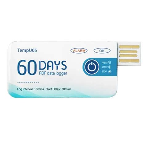 Temperature Data Logger TempU05 60 Days PDF Report Temperature Recorder Single Use USB