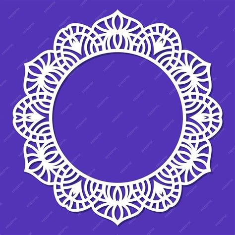 레이저 컷 종이 레이스 프레임 벡터 일러스트 레이 션 패턴이 있는 장식용 컷아웃 사진 프레임 프리미엄 벡터