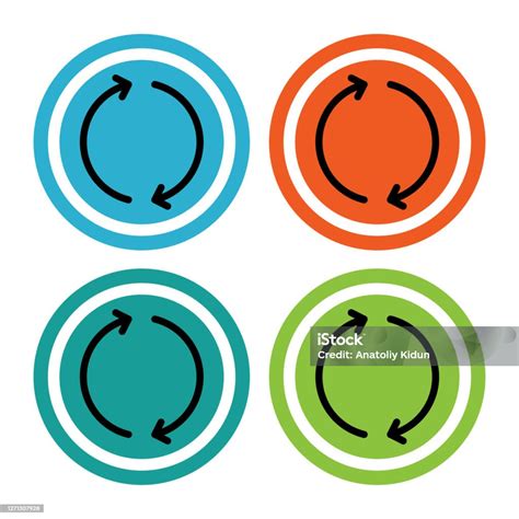 Rotation Icon Repeat Symbol Refresh Sign Round Circle Buttons With Frame Vector Stock