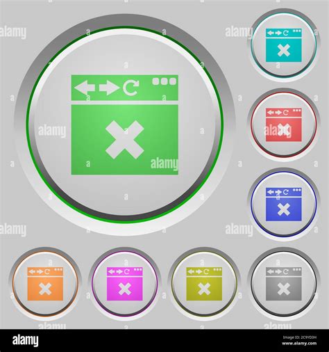 browser cancel color icons on sunk push buttons stock vector image