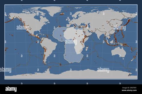 African Tectonic Plate On The Solid Contour Map In The Patterson Cylindrical Oblique Projection