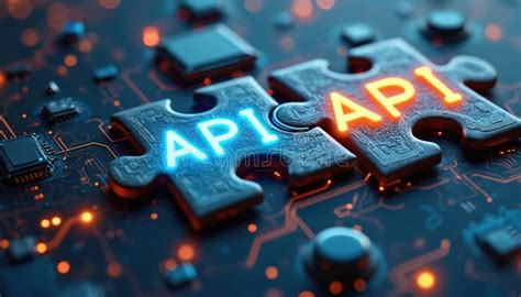 Digital Api Integration Concept Interlocking Puzzle Pieces On