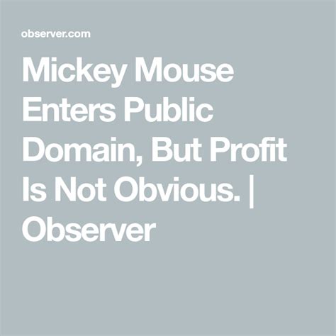 Mickey Mouse Enters Public Domain But Profit Is Not Obvious Observer