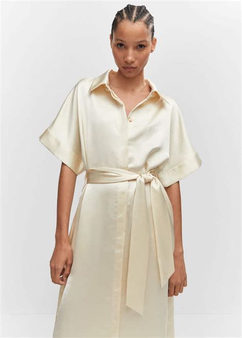 Satin Shirt Dress Woman Mango Ireland