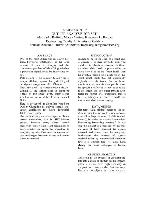 PDF Outlier Analysis For SETI