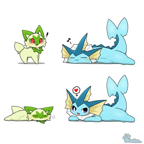 Sprigatito And Vaporeon By Tontaro Sprigatito Know Your Meme