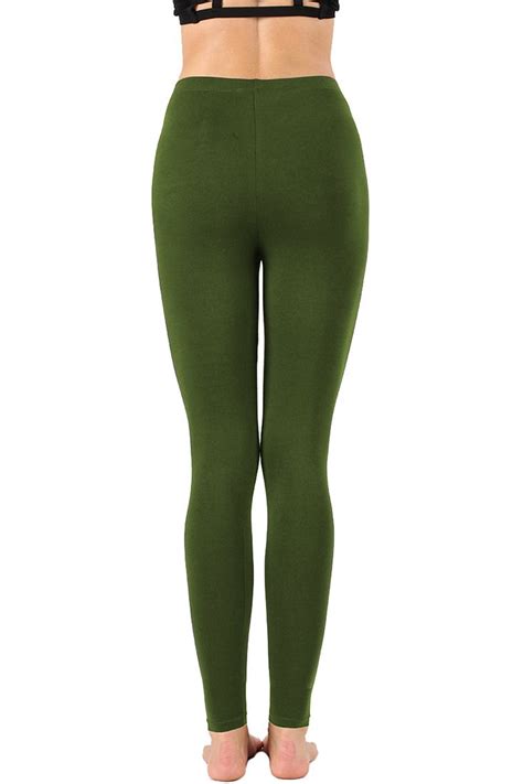 Womens High Waist Cotton Full Length Ankle Leggings