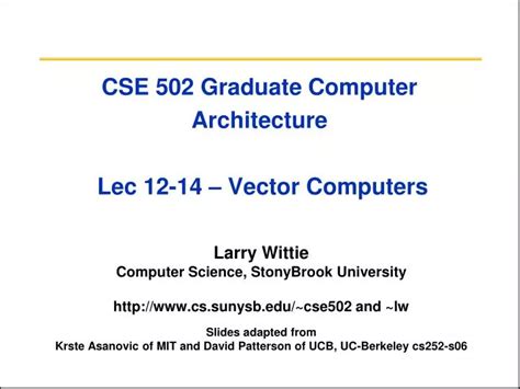 Ppt Cse Graduate Computer Architecture Lec Vector