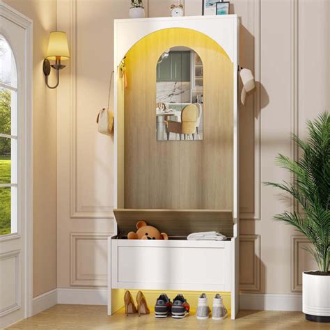 Latitude Run® Hall Tree With Bench And Shoe Storage 7 In 1 Entryway