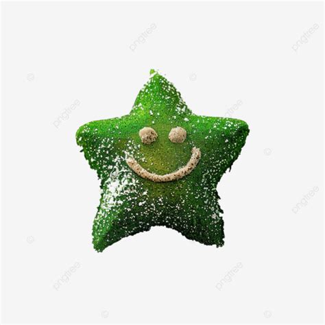 Smiling Green Star On Snowy Sand Green Star Smiling Snowy PNG