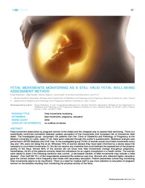 Fillable Online FETAL MOVEMENTS MONITORING AS A STILL VALID FETAL WELL BEING Fax Email Print