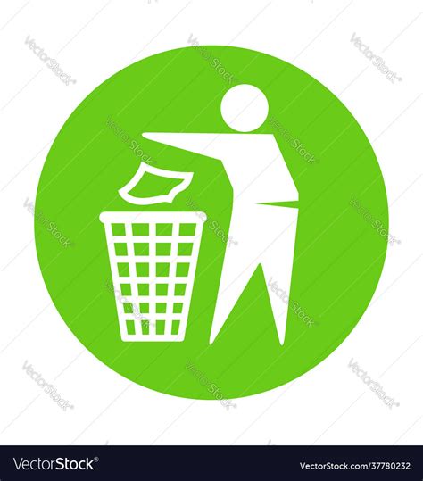 Put Rubbish In Bin Sign Royalty Free Vector Image