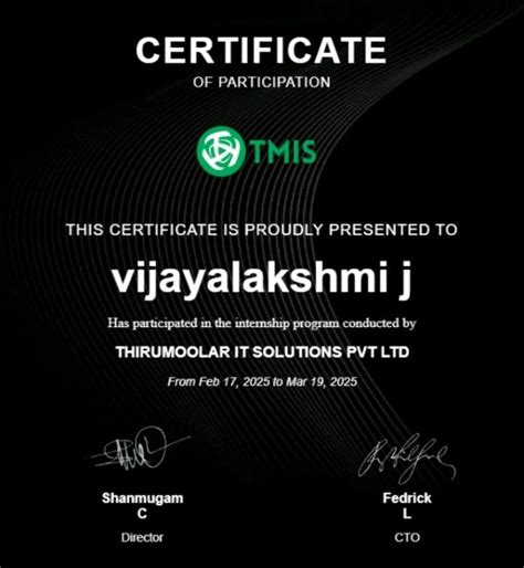 Ai Artificialintelligence Internshipcompletion Thirumoolaritsolution Vijayalakshmi J