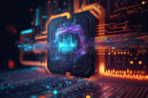 Technology Big Data Abstract Hardware With Glowing Lights Ai